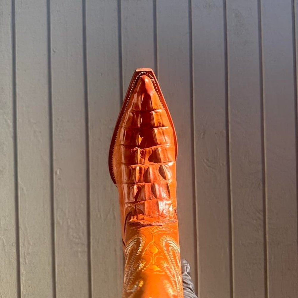 #72 Crocodile Tail Design Western Boot With Detail, S… - Gem